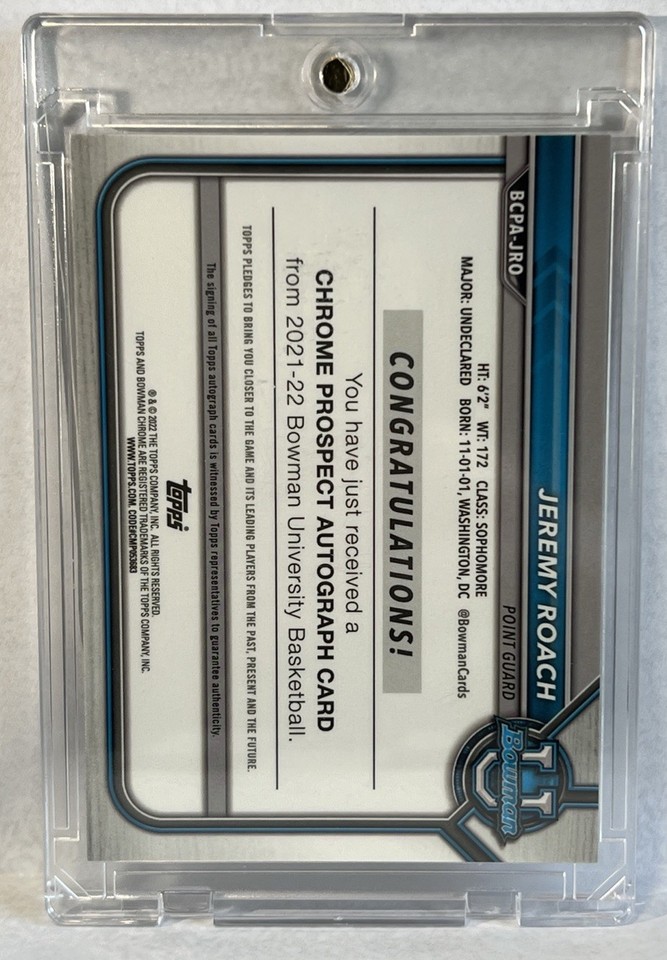 2021-22 Bowman University Basketball - Jeremy Roach Autograph Auto ...