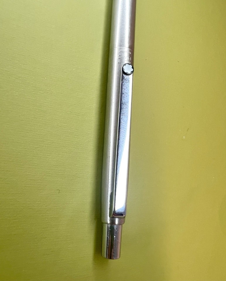 VTG MONTBLANC Noblesse Slimline Stainless Push Click Ballpoint Pen ...