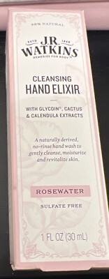 J.R. Watkins Rosewater Hand Elixir, No Rinse Waterless Cleansing Hand ...