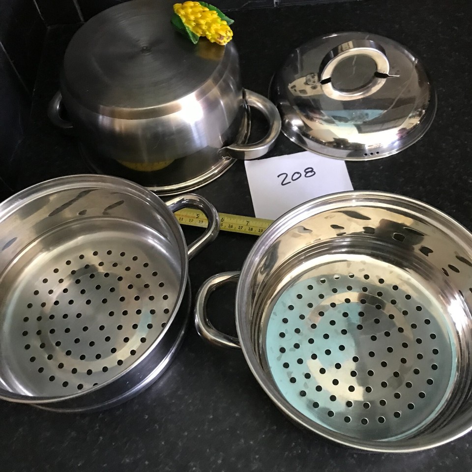 Home Selection INDUCTION Stainless Steel Steamer Set Metal Lid - 18cm ...
