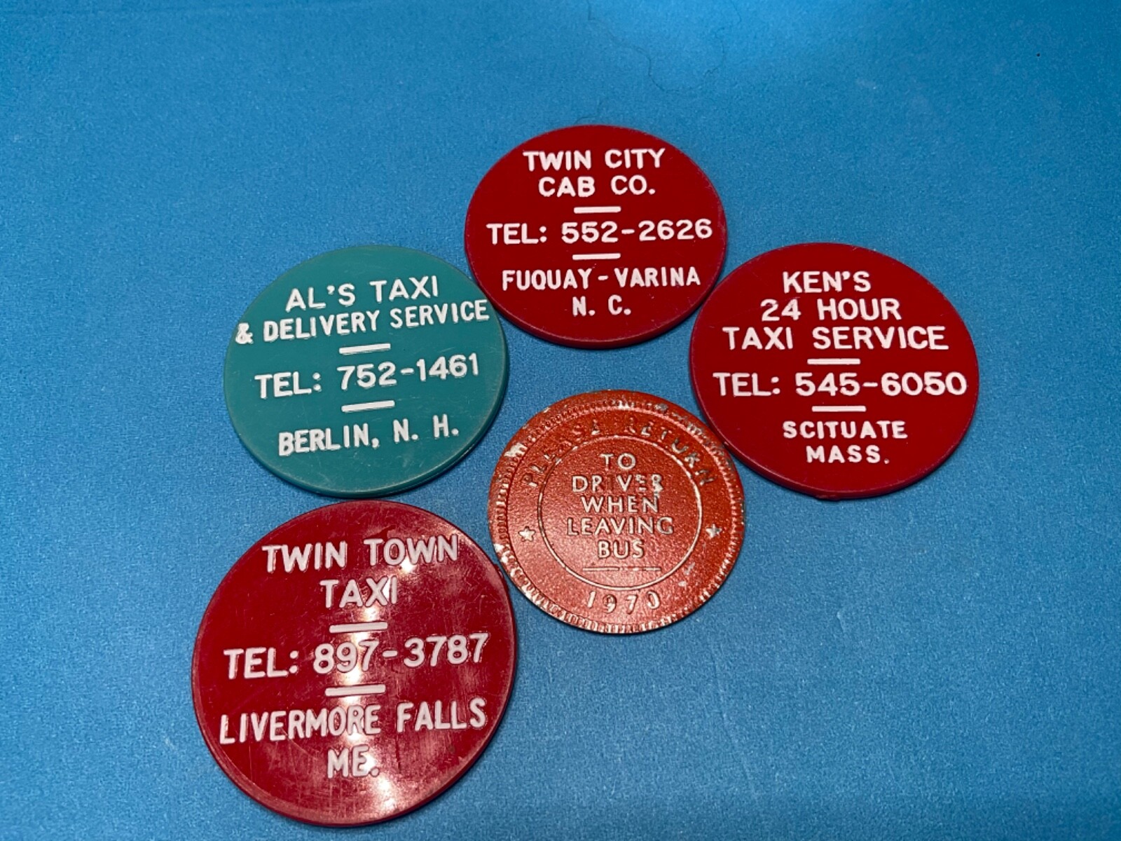 5 VINTAGE TAXI RIDE TOKENS. T-1 | eBay
