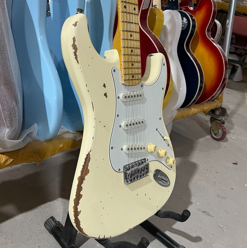 Relic Electric Guitar Cream Yellow Color Maple Fretboard Alder Body | eBay