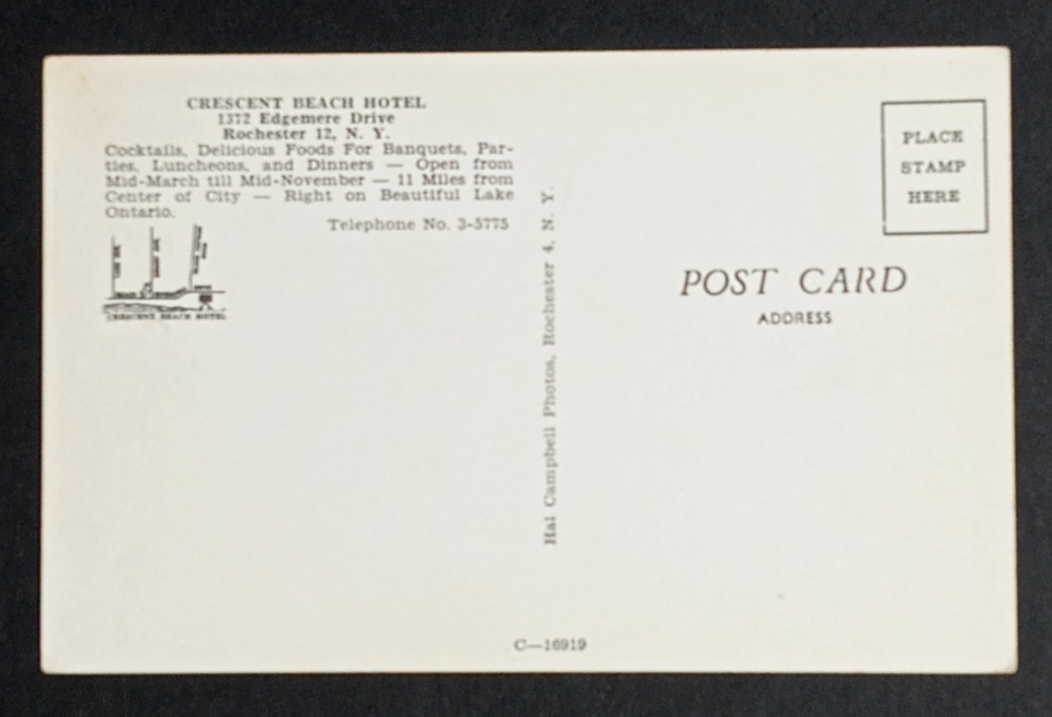 Crescent Beach Hotel Postcard c1960s Rochester New York NY Street View ...