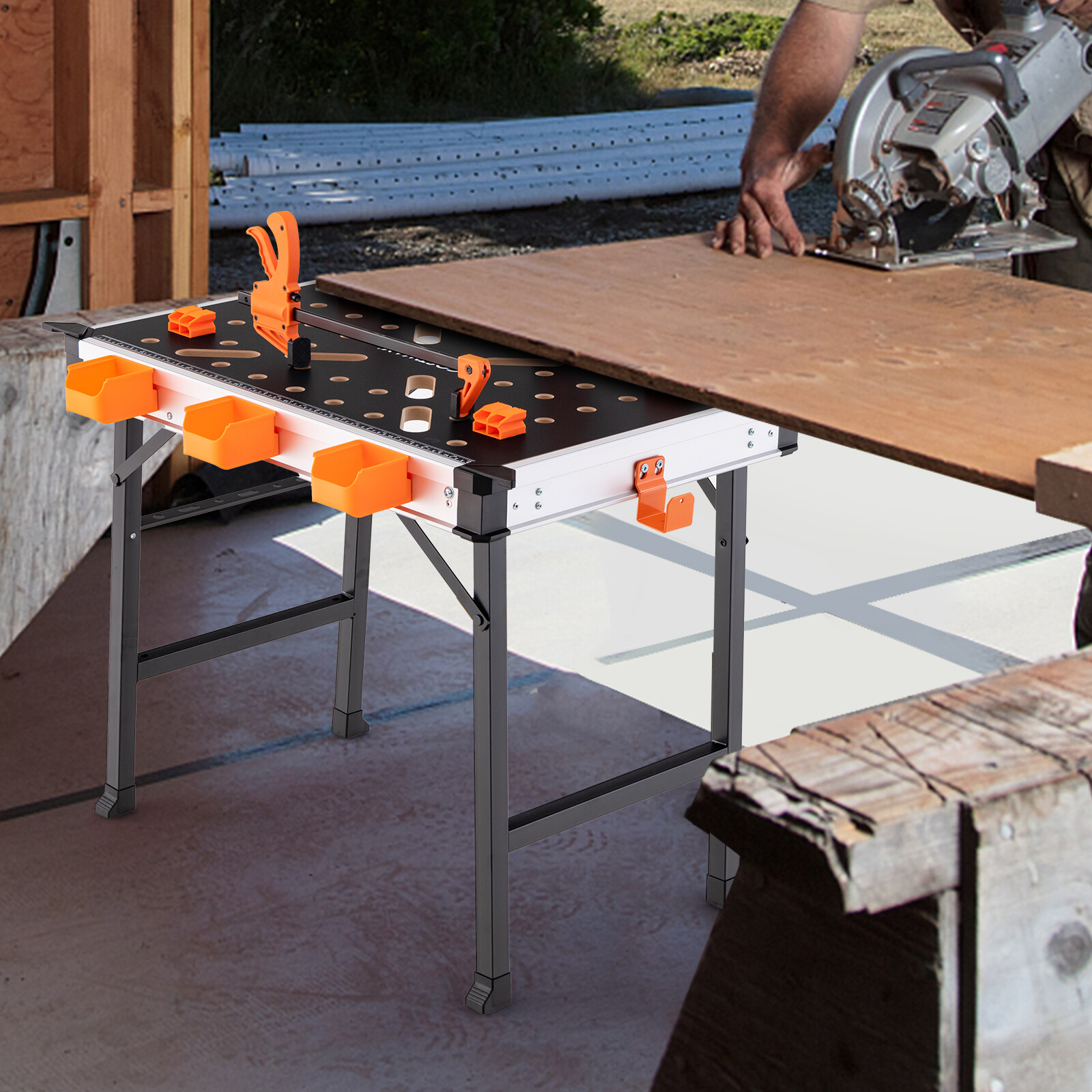 33" Portable Workmate Bench Workbench with 3 Tool Boxes, Portable ...