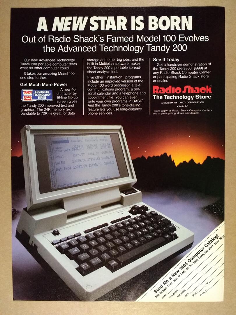 1985 Tandy 200 Laptop Computer vintage print Ad | eBay