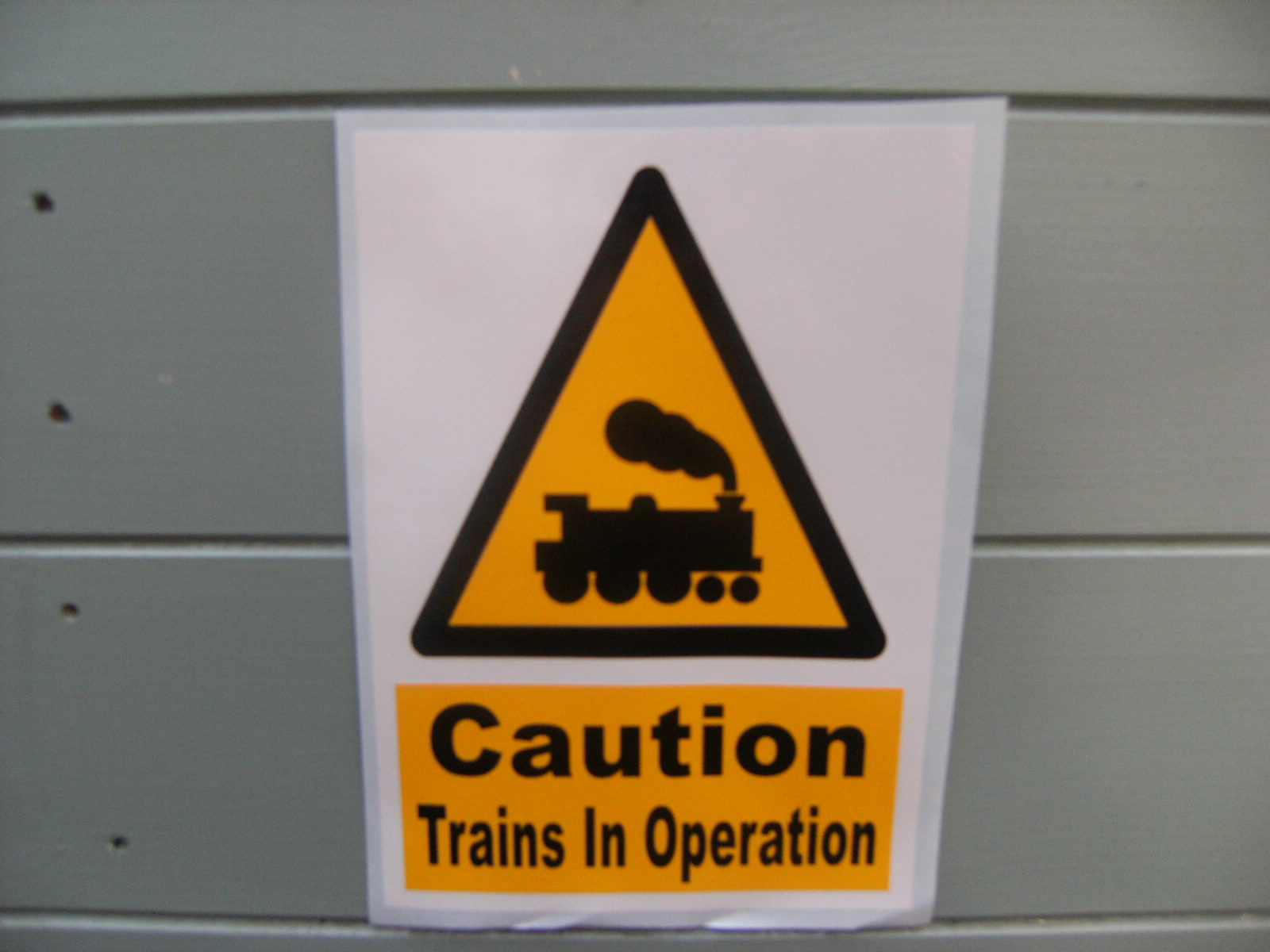 1 Selfadhesive caution trains in operation ideal for layout/train room ...