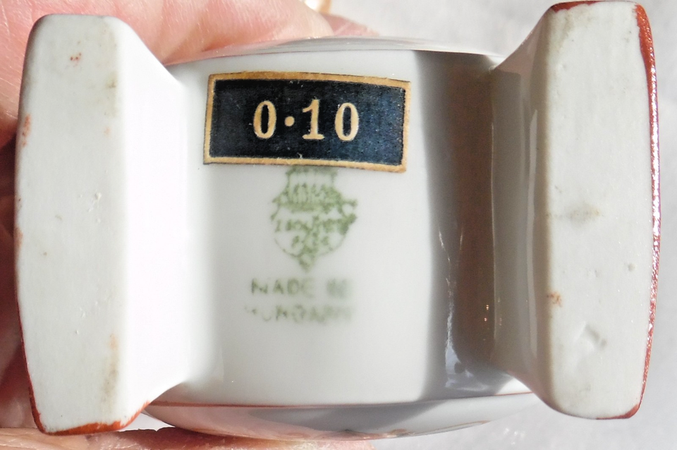 ZSOLNAY HUNGARY PORCELAIN LIQUOR BOTTLE CANTEEN FLASK W PAPER LABEL VTG ...