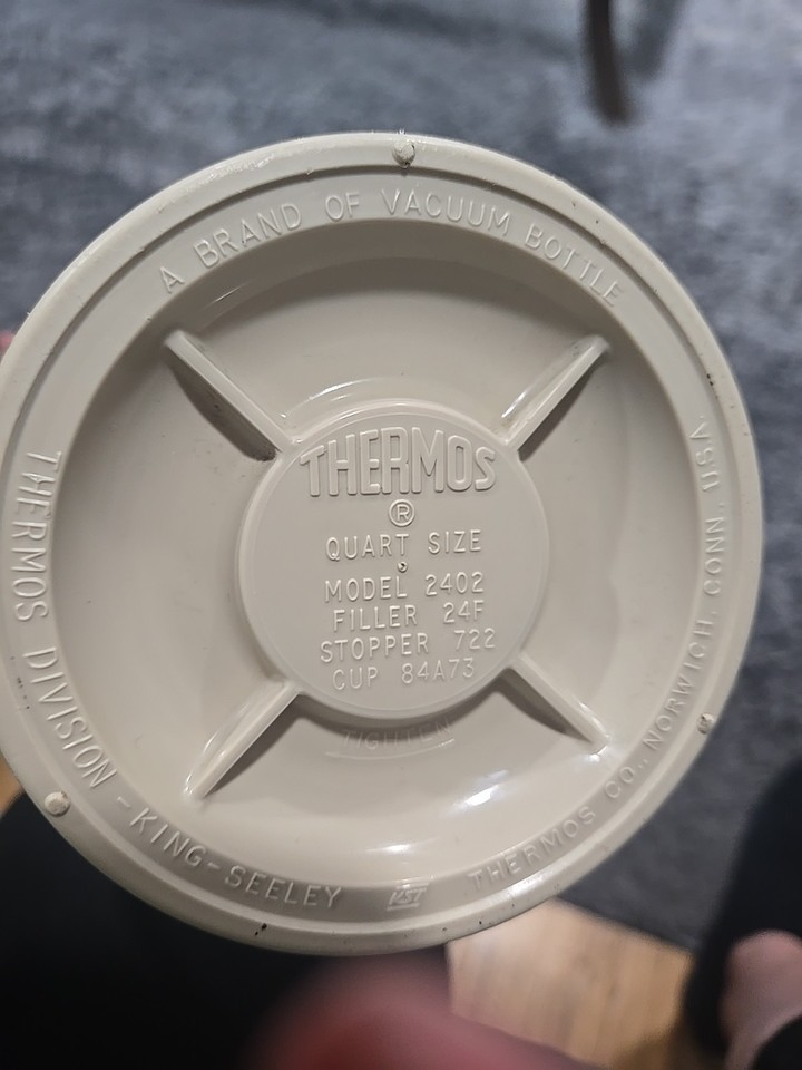 Vintage Thermos Bottle w/ Cup Turquoise 24F Quart Size Filler Glass ...