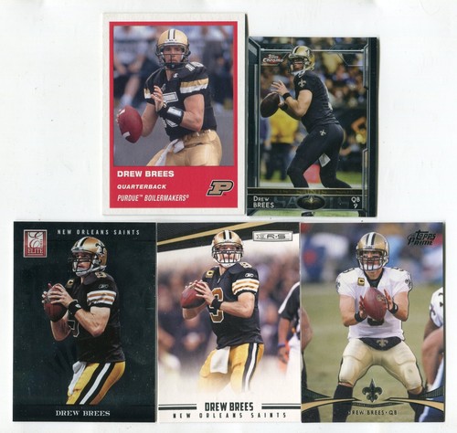 Drew Brees 5 Football Card Lot NEW ORLEANS SAINTS CHARGERS PURDUE (LOT ...