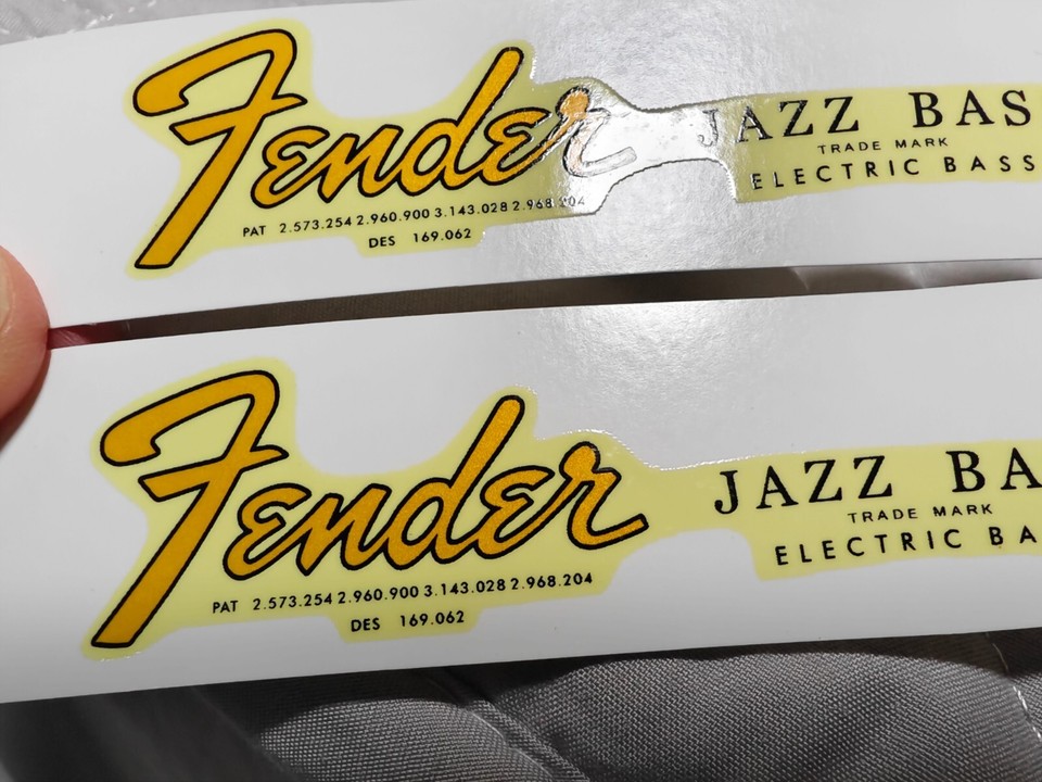2Pcs Retro FENDER JAZZ BASS Guitar Waterslide Transfer Headstock Decals ...