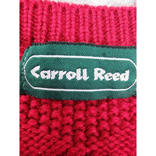 Vintage 90s Carroll Reed Cable Knit Wool Crew Neck Sweater Size M Red ...