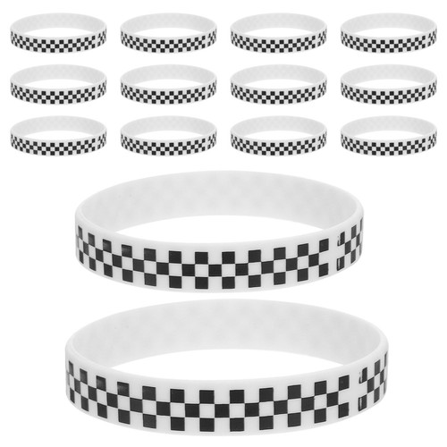 40 Pcs Checkered Rubber Wrist Band White Black Bracelets Racing Theme ...