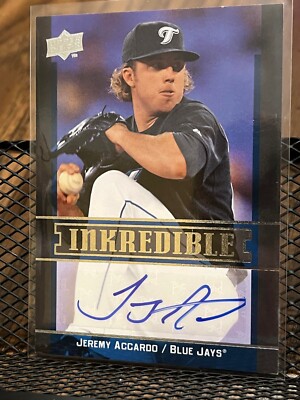 JEREMY ACCARDO 2009 UPPER DECK INKREDIBLE TORONTO BLUE JAYS AUTOGRAPH ...