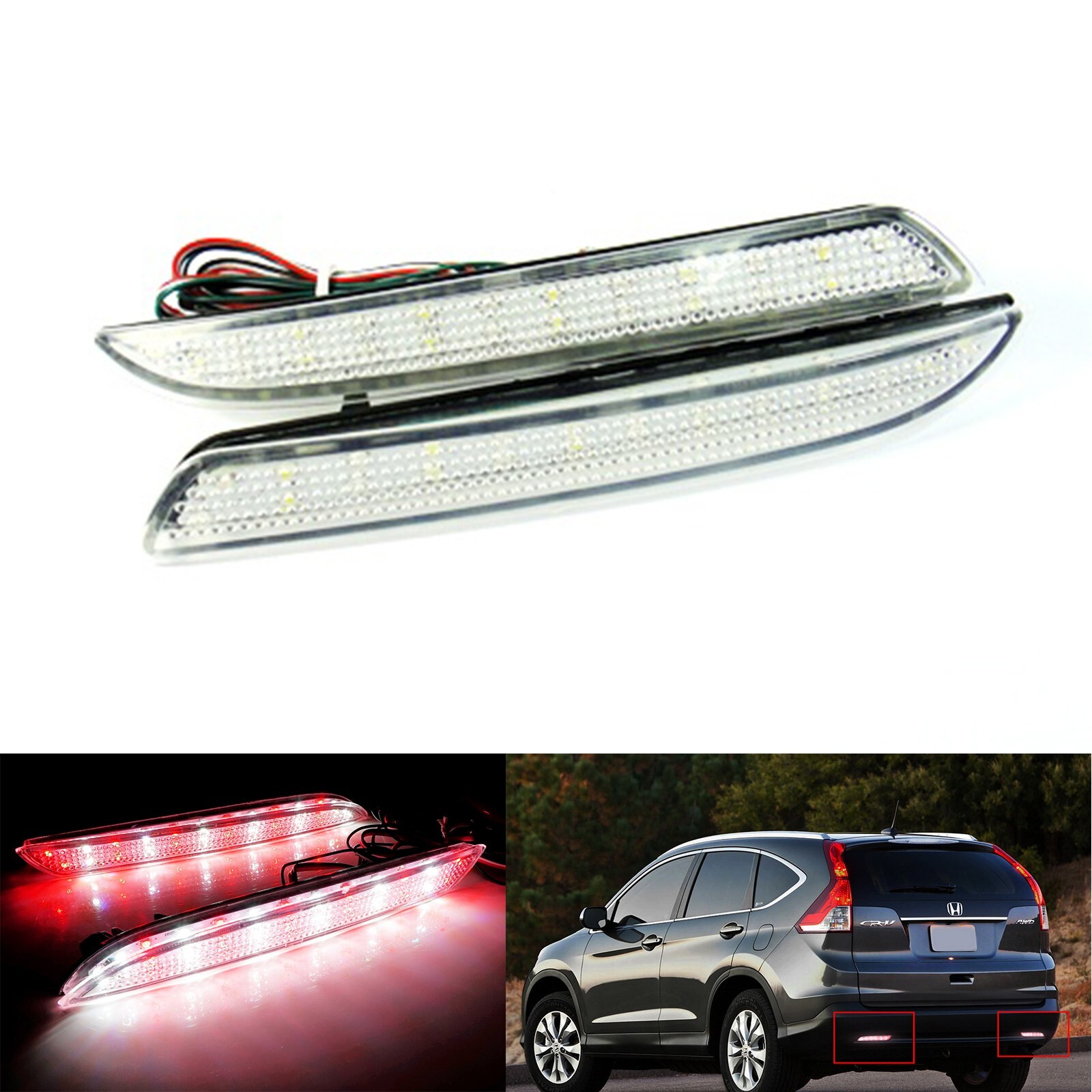 Clear Len LED Bumper Reflector Backup Tail Brake Light For Honda CRZ ...