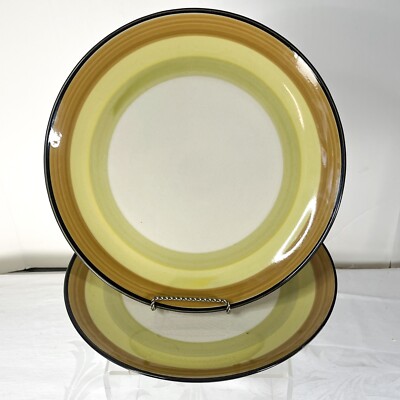 MCM Dinner Plate set of 4 yellow green bands By Gem Stone 10.5 ...