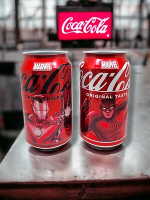 4 Uncirculated COCA-COLA CAN 2024 Marvel EDITION DareDevil,Iron Man & T ...