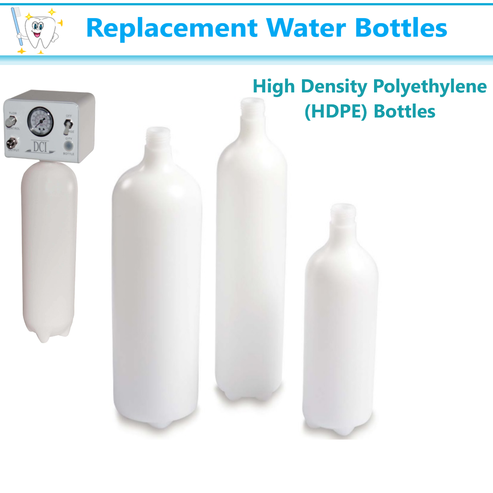Dental DCI Replacement Water Bottles 750 ml / 2 Liters, High Density ...