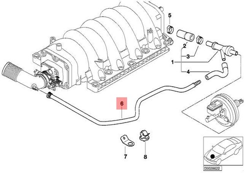 Genuine BMW E38 E39 E52 E53 Sedan Engine Vacuum Control Pipe OEM ...