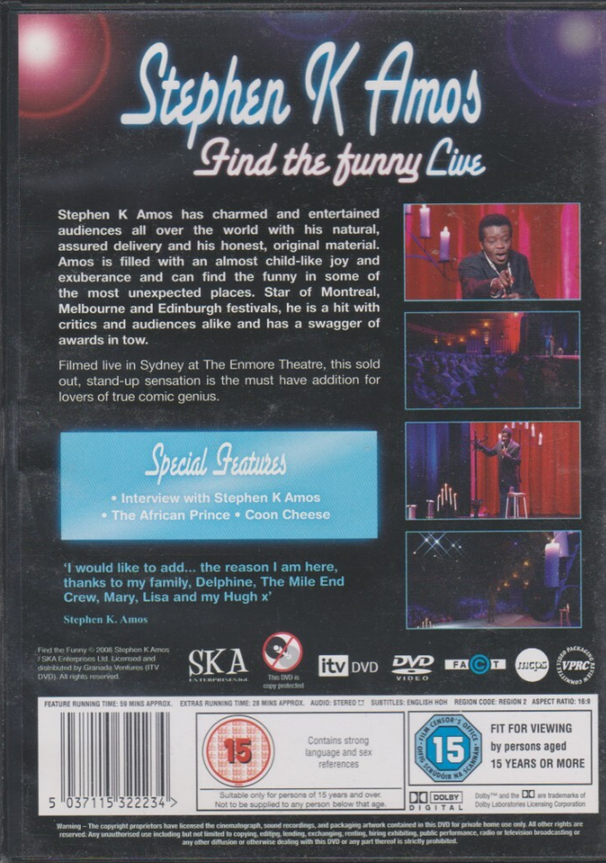 Stephen K Amos: Find the Funny DVD GD1 NO Case | eBay UK