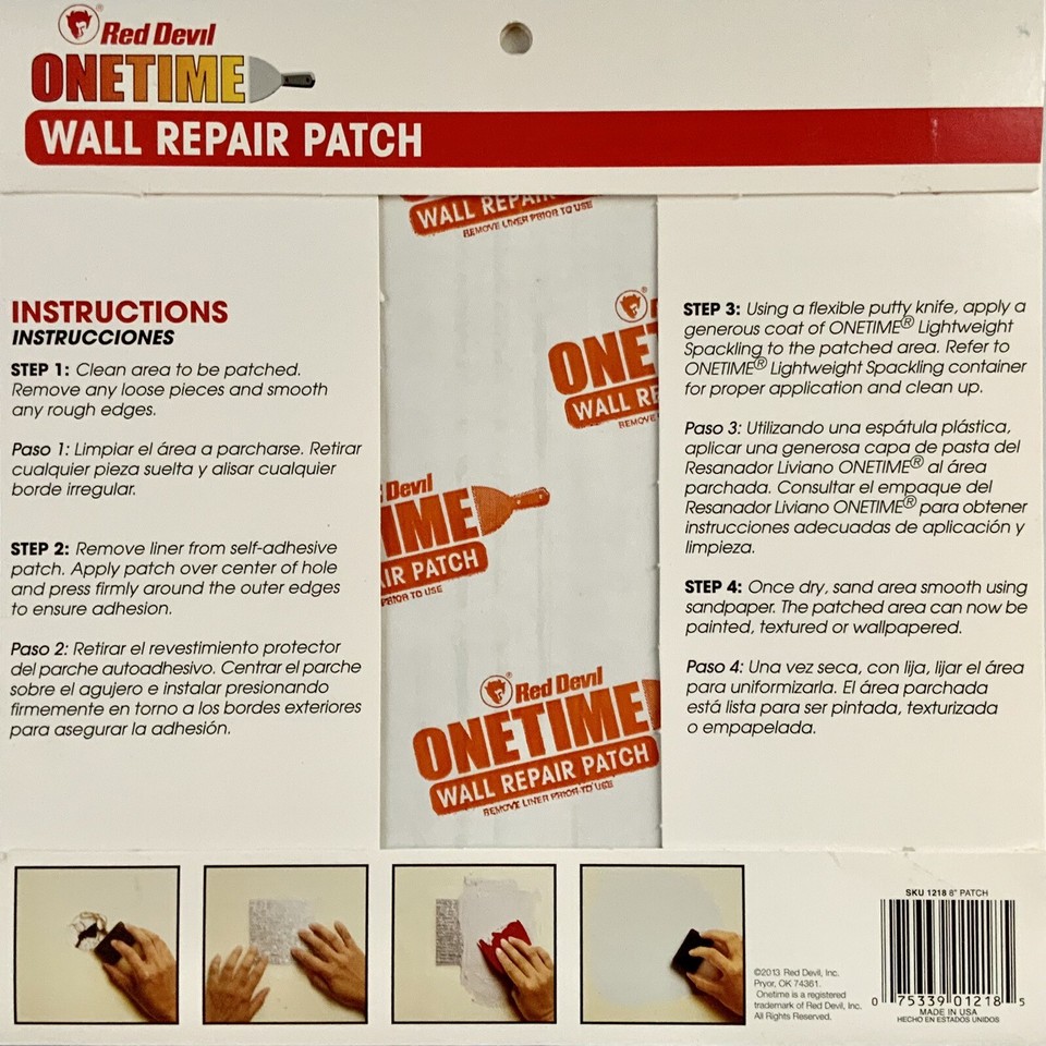 Part 1218 Onetime Wall Repair Patch 8 X 8, by Red Devil, Single Item, FREE SHIP | eBay