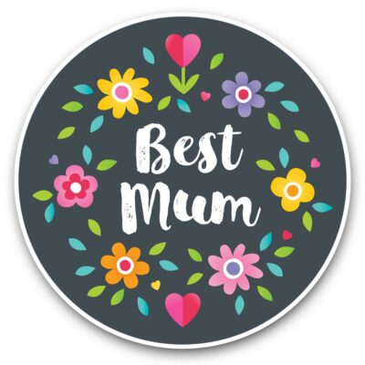 2 x Vinyl Stickers 7.5cm - Best Mum Flowery Pattern Mothers Day #44274 ...