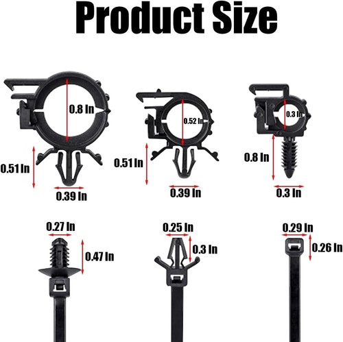zipelo 150 Pcs Car Wire Loom Routing Clips, Push Mount Cable Zip Tie ...