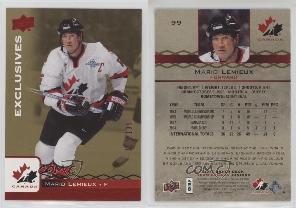 2017 Upper Deck Team Canada Juniors Exclusives Red 117/199 Mario ...
