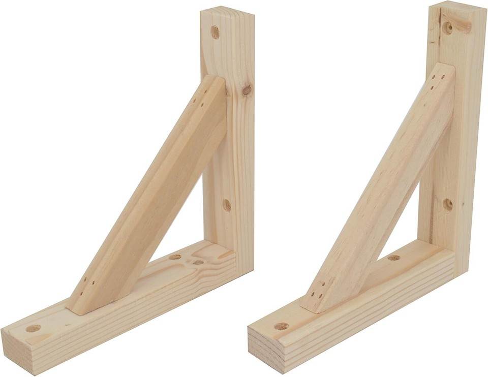 2 Pack Wall Mount Wood Shelf Bracket Triangle Wooden Shelf Brackets for ...