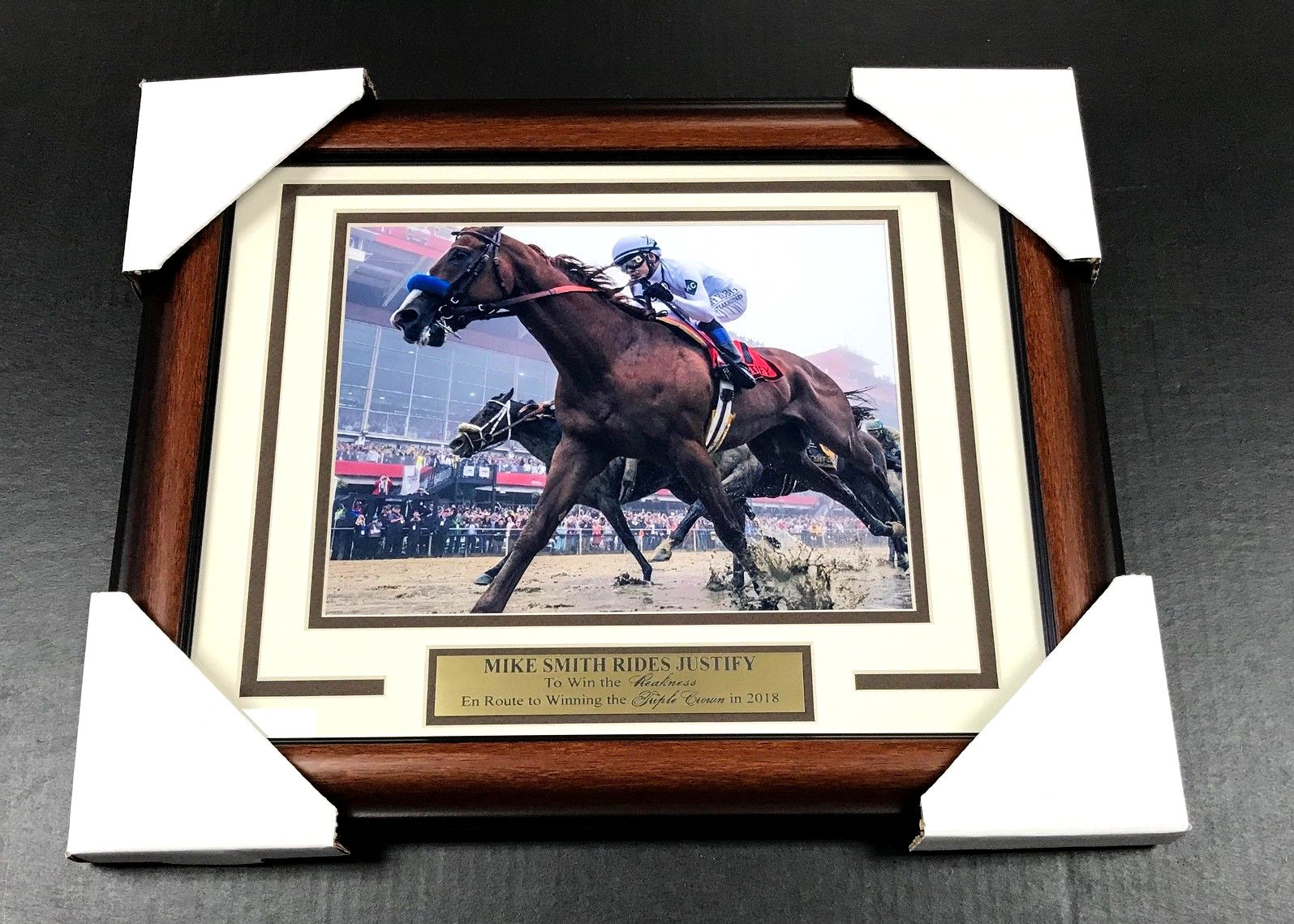 MIKE SMITH JUSTIFY PREAKNESS FRAMED 8X10 STEINER PHOTO 2018 TRIPLE ...