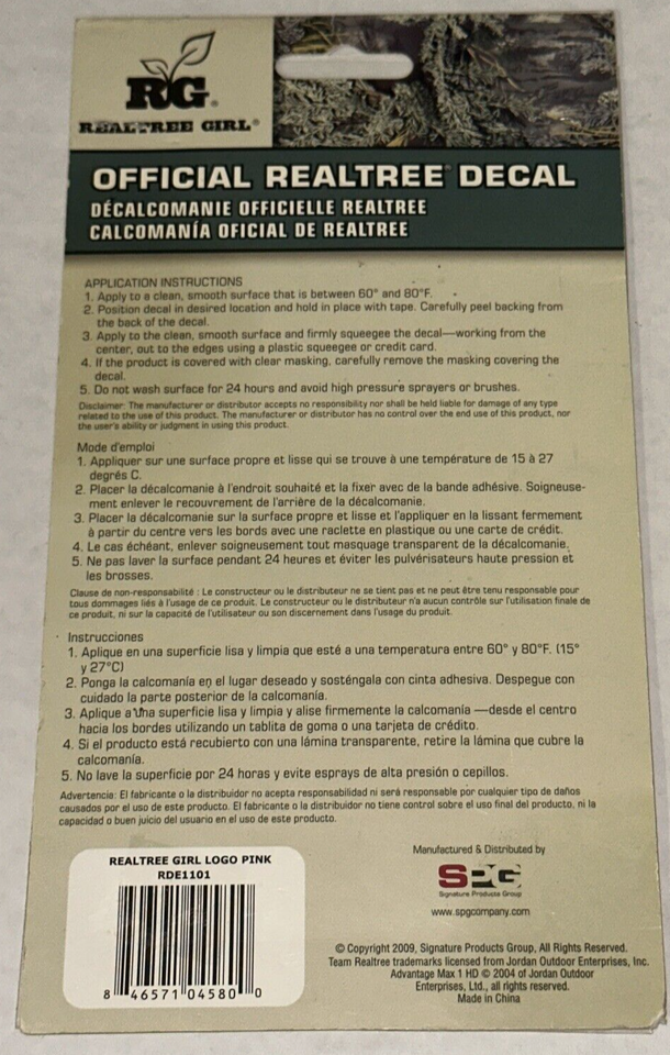 Official RG Realtree Girl Decal Vinyl Bumper Logo Sticker Car Truck ...