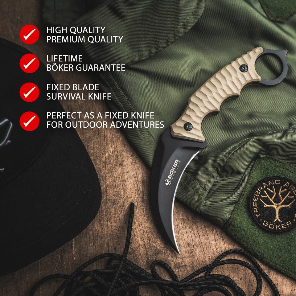 Boker Magnum Spike Fixed Knife Karambit 4.02" Hawkbill Blade 440A G10 ...