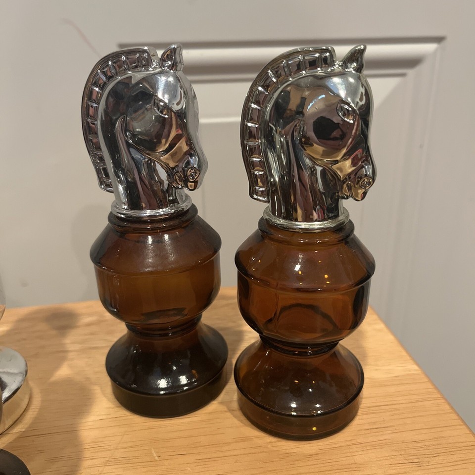 Complete Set of 32 Vintage AVON Chess Set Game Pieces Cologne Bottles ...