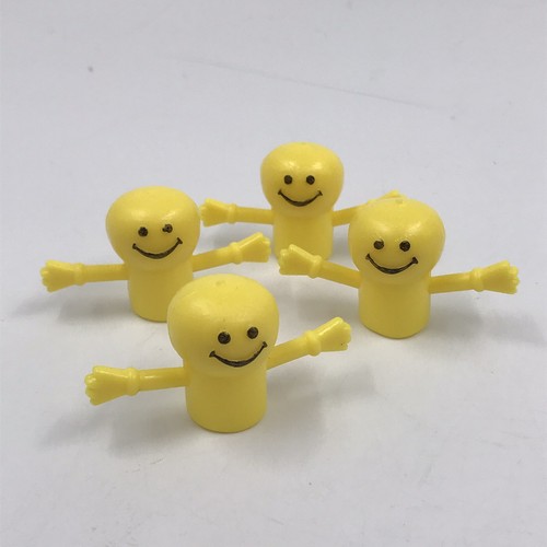 Finger Puppet Set Smiley Face Retro Plastic Toy Lot Vintage Happy Peace ...