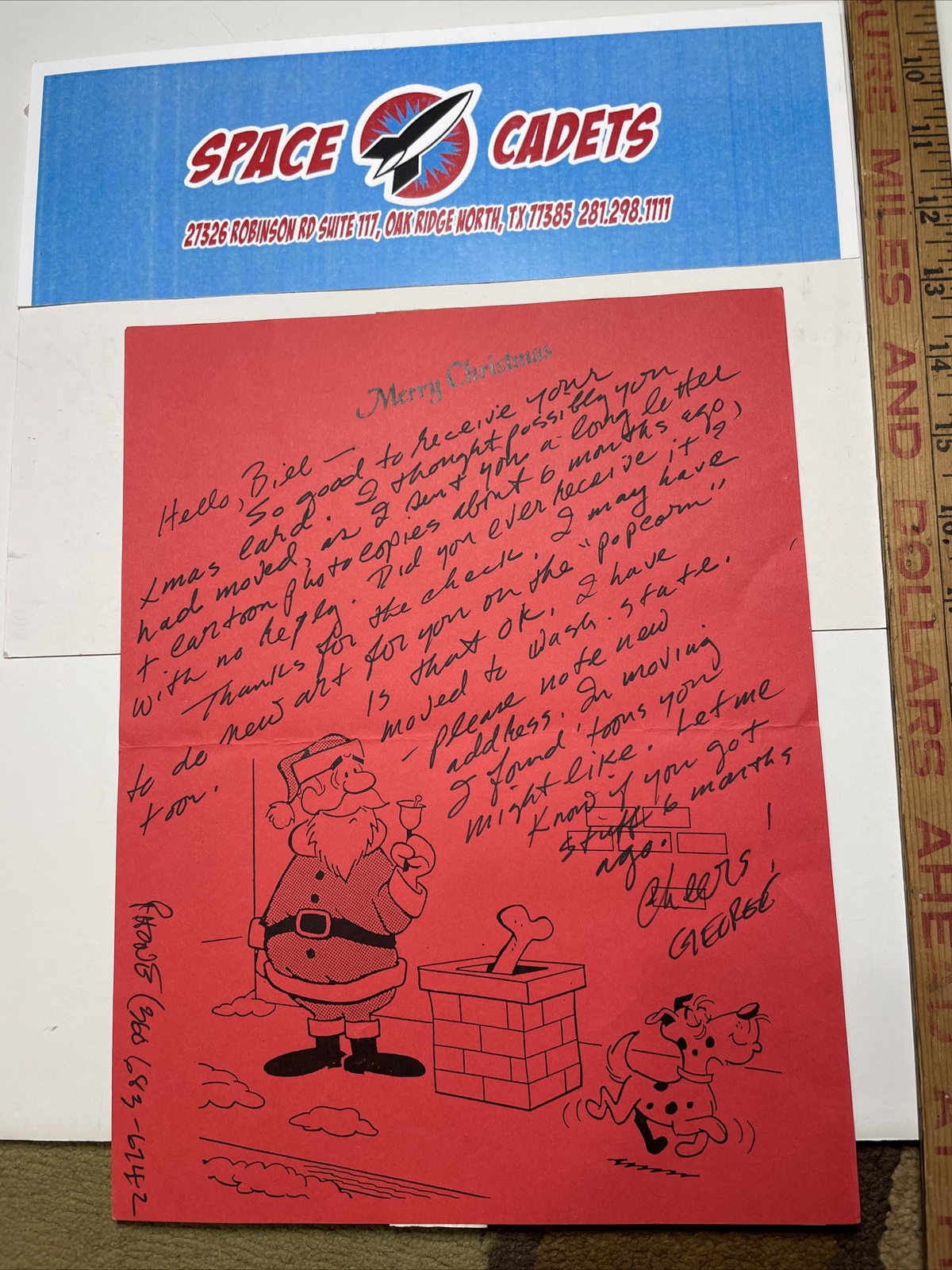 George Crenshaw 2002 Christmas Card Handwritten And Signature Belvedere ...