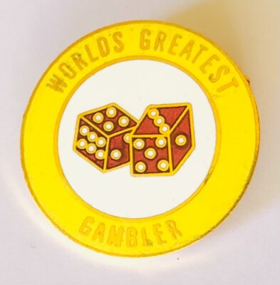 Worlds Greatest Gambler Pin Badge Dice Design Novelty Gift Rare Vintage ...