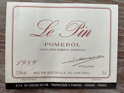 Étiquette Château Le Pin 1989 - 75 cl | eBay