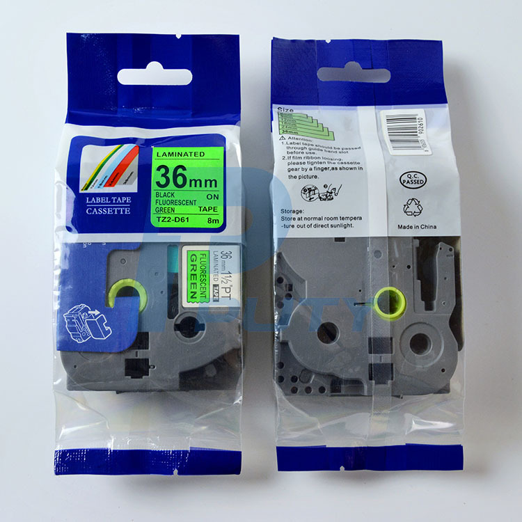 Compatible Brother P-touch Black on Fluo Green Label Tape TZe-D61 TZ ...