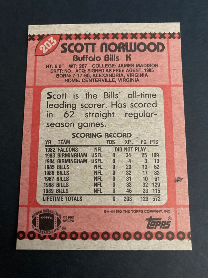 SCOTT NORWOOD - bills 🏈 PICK YOUR CARD 🏈 1990-1992 football card single ...