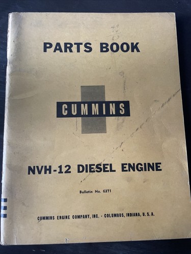 CUMMINS NVH-12 SERIES DIESEL ENGINE PARTS MANUAL CATALOG book Guide ...