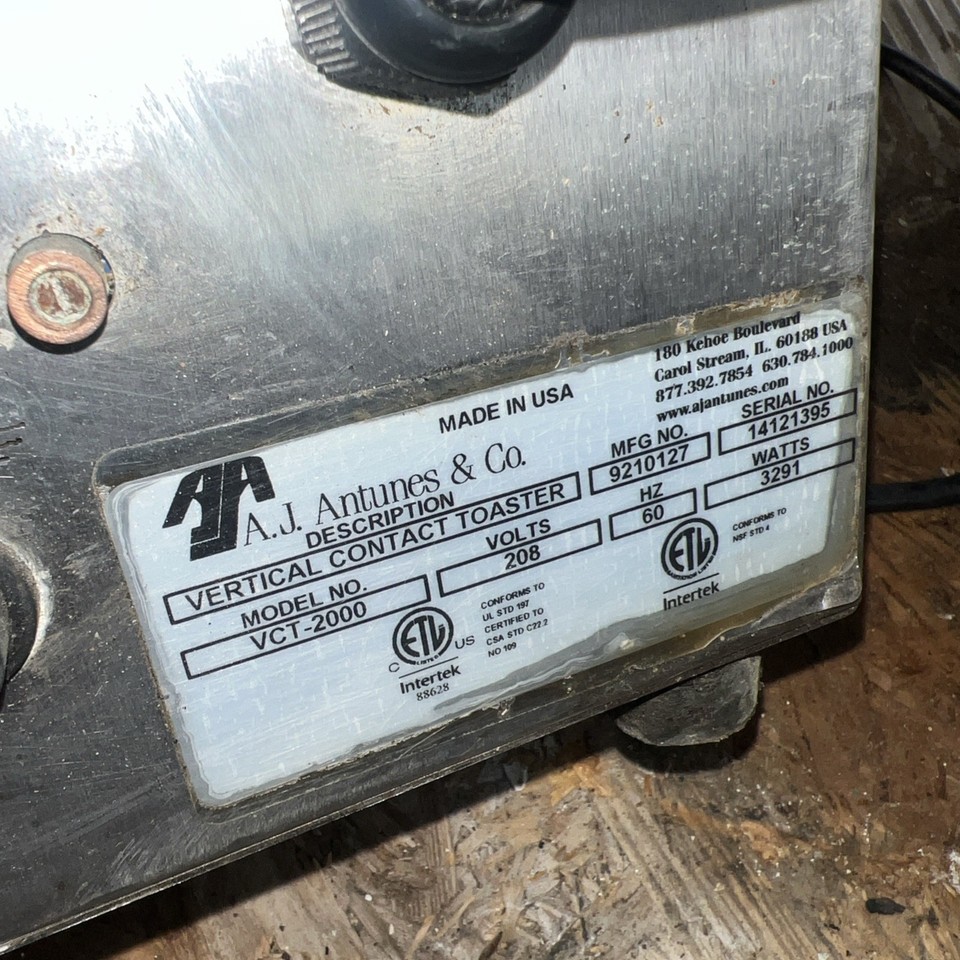 Roundup A.J. Antunes & Co VCT 2000 Vertical Contact Toaster FOR PARTS ...