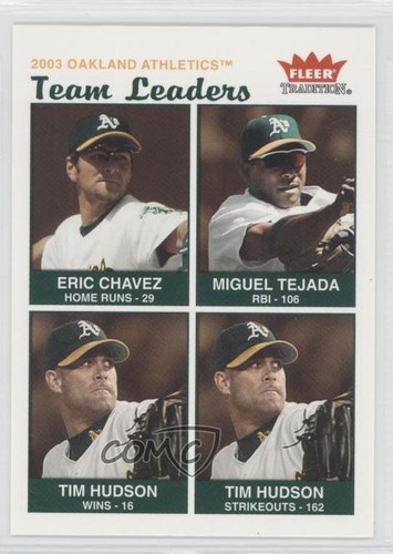 2004 Fleer Tradition Team Leaders Eric Chavez Miguel Tejada Tim Hudson ...