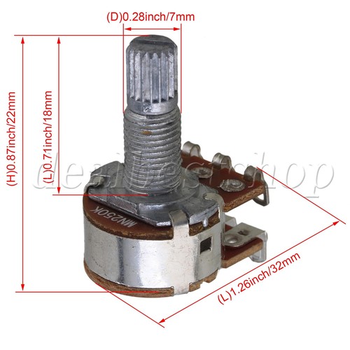 Dual Deck MN250K Blend/Balance Pot Guitar Potentiometer Base 16mm Dia ...
