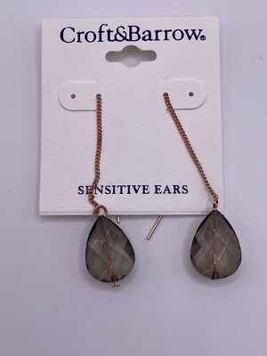 Croft & Barrow Purple Goldtone Chain Dangle Earrngs New | eBay