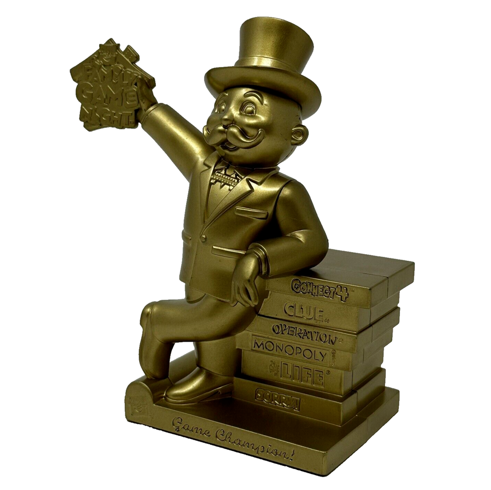 Mr Monopoly Banker Gold Trophy Family Game Night Champion Hasbro 2009 6 ...