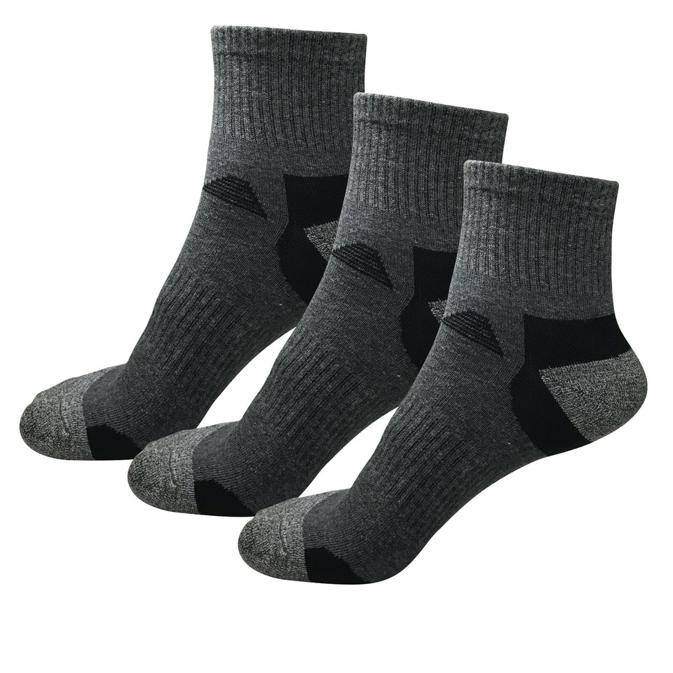 3 Pairs Mens Mid Cut Ankle Quarter Athletic Casual Sport Cotton Socks ...