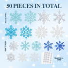 Winter Snowflake Cutouts Glitter Paper Decorations - 50Pcs Blue and ...