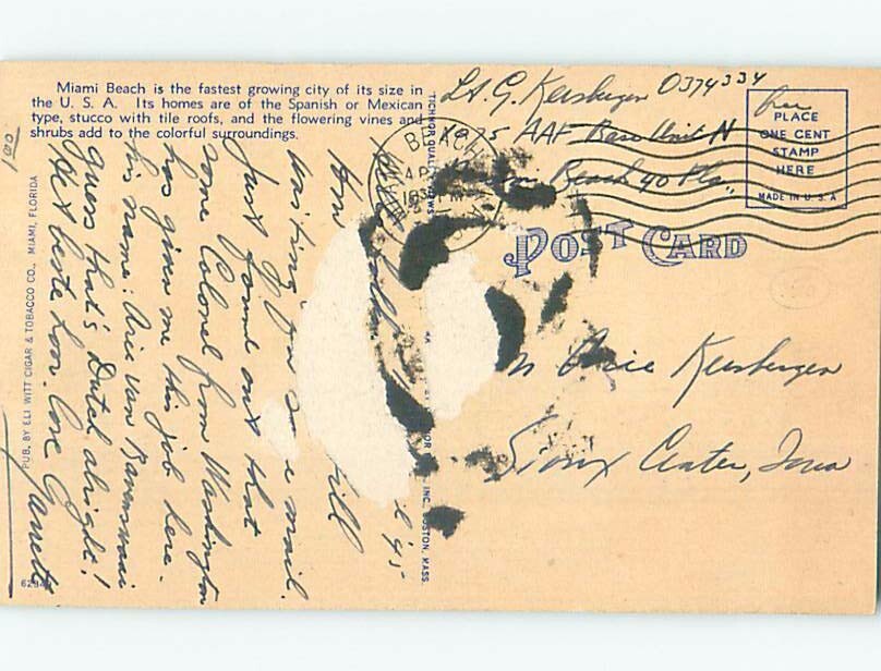 Damaged-Back Linen ONE OF THE BEAUTIFUL HOMES Miami Beach Florida FL ...