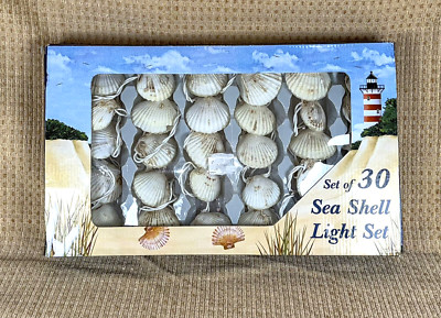 NWT Natural Scallops Seashell Lights of 25 lights – 9’ – Holiday, Party ...