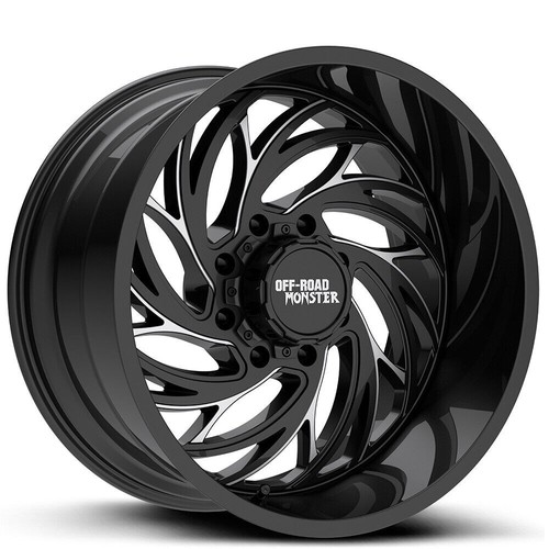 22x12" Off Road Monster Wheels M29 Gloss Black Milled Rims (5 pcs) | eBay