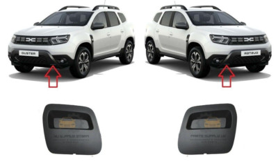 NEW FOR DACIA DUSTER 17-23 FRONT BUMPER TOW HOOK COVER CAP BLACK PAIR ...